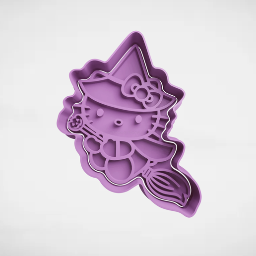 3D file Hello kitty halloween witch on broom 👋 ・3D printer model to ...