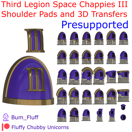 STL file Third Legion Space Chappies III Shoulder Pads and 3D Transfers - Presupported 🛰 ・Model ...