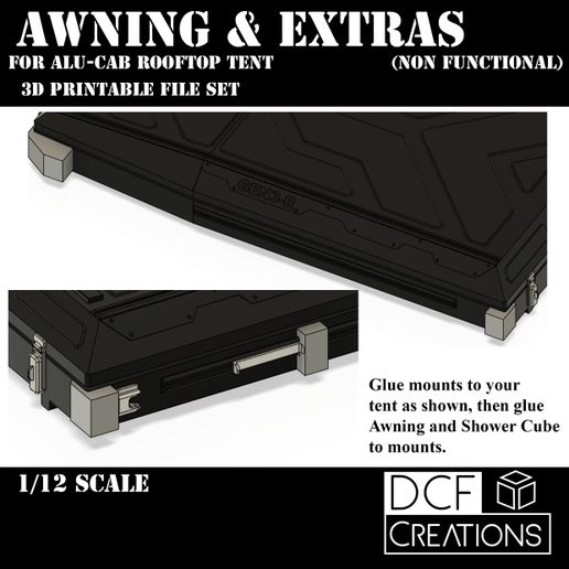 ⛺ Scale Awning add on set for Alu-Cab Rooftop Tent・ STL File for 3D ...