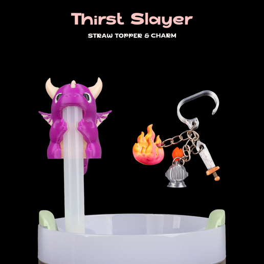 🍹 Thirst Slayer - Straw Topper & Charm・ 3D File for 3D printing・Cults