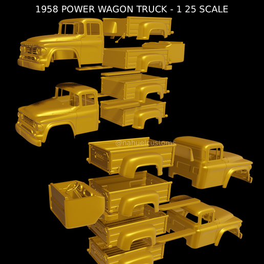 🚚 1958 POWER WAGON TRUCK - 1 25 SCALE・ STL File for 3D printing・Cults