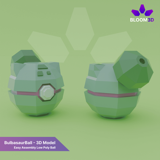 STL file Bulbasaur Ball – Low Poly Pokémon 🐉 ・3D print object to ...