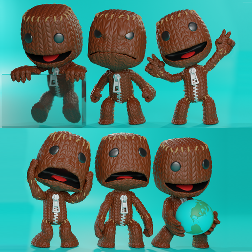 🪐 Pack 6 poses Sackboy・ STL File for 3D printing・Cults