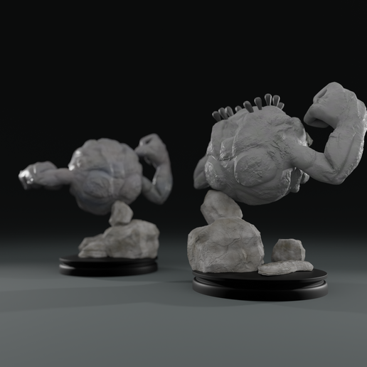 🐉 Geodude - 2 versions for FDM or Resin・Free 3D File for ・Cults
