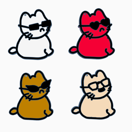 😡 PACK OF 4 ANGRY CAT MEME KEY RINGS / KEYCHAIN - COMMERCIAL USE・ STL ...