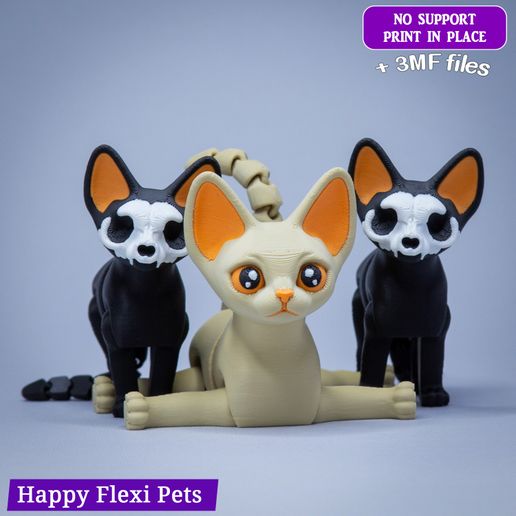 🐱 Kiki the flexi toy - slim cat (#81)・ 3D File for 3D printing・Cults