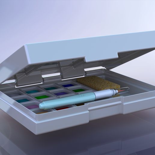 🎨 Watercolor Paint Set Travel Case・ STL File for 3D printing・Cults