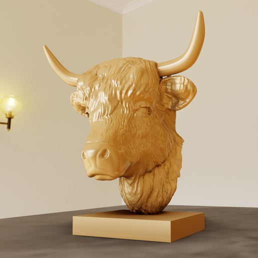 🐄 highland cow bust stl statue 3d print file・ STL File for 3D printing ...