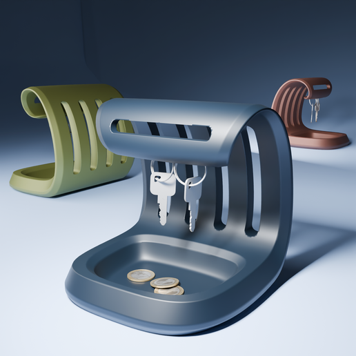 Key rack with hook - key holder & coin tray 🔑・ STL File for 3D printing ...