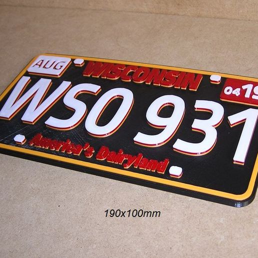 STL file License Plate, Wisconsing, car, automotive, mechanic, workshop ...