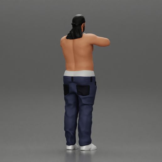 3D file gangster homie in a silver chain and durag standing 👨 ・3D print ...