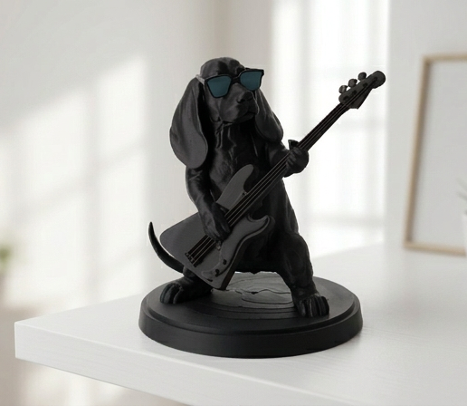 🐕 Dog Star - Basset Hound Rockstar Playing Bass Guitar・Free 3D File for ...