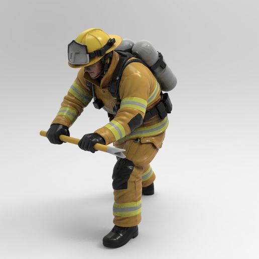 🧑‍🚒 Firefighter Forcing Entry Figure - Fire Rescue Worker Using Pry ...