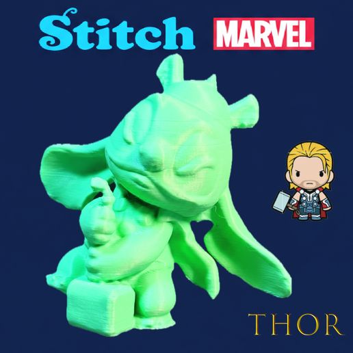 🚀 Stitch as Thor (Disney meets Marvel)・Free STL File for 3D printing・Cults