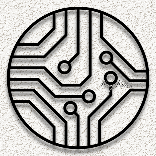🟣 complex circle circuit wall art home decor・Fichier STL pour ...