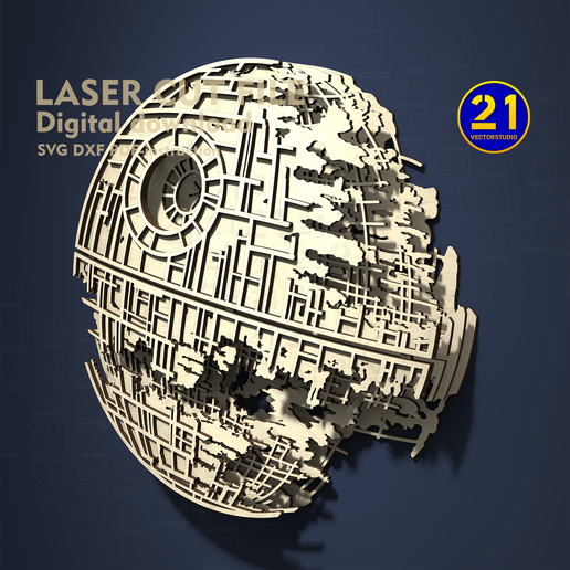 ⭐ Death Star - Layered Sci-Fi Wall Art | Laser Cut Files・ DXF File for ...