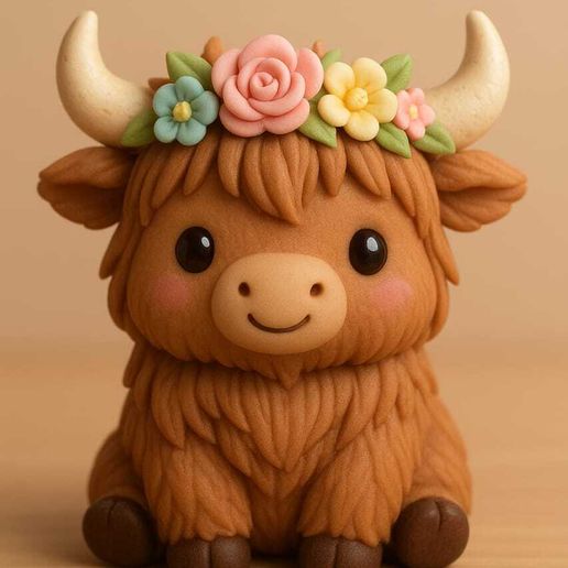 🐄 Cute Cow with Flower Crown – Cow Figurine STL・ STL File for 3D ...