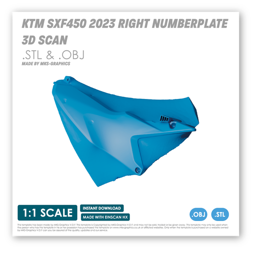 ️ KTM SXF450 2023 RIGHT NUMBERPLATE 3D SCAN (.BLEND, .OBJ & .STL)・ OBJ ...