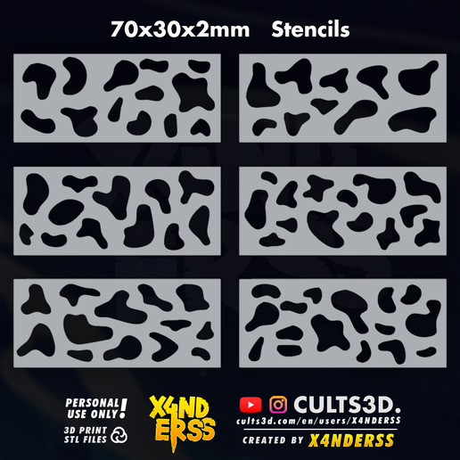 🪖 X4NDERSS x6 Stencils 70x30x2mm Set 3 - [TAGS: Camouflage Military ...
