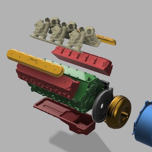 👽 1/1 scale v12 engine with carbs・ STL File for 3D printing・Cults