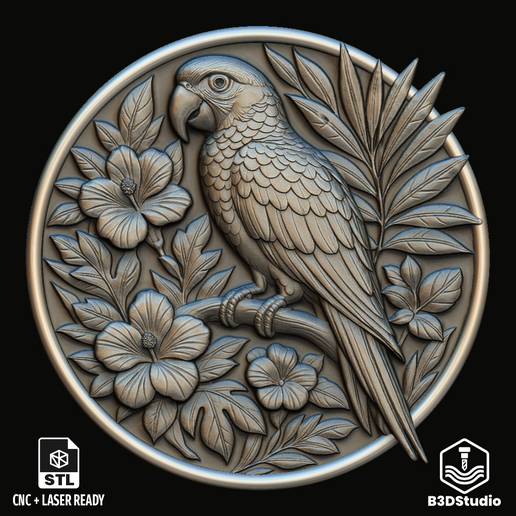 🦜 High Detail Parrot Relief for CNC, Laser and 3D Print - STL File + 4K ...