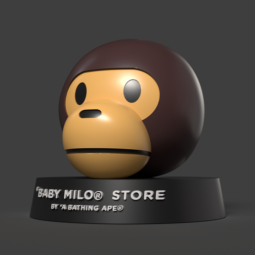 👶 Baby Milo Display Head- B.A.P.E (A Bathing Ape)・ OBJ File for ・Cults