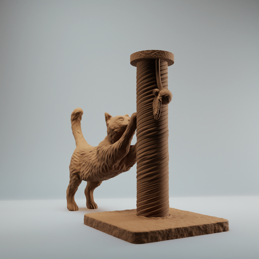 3D file Cute cat stretching on Scratching post - pre supported 🐱 ・3D ...