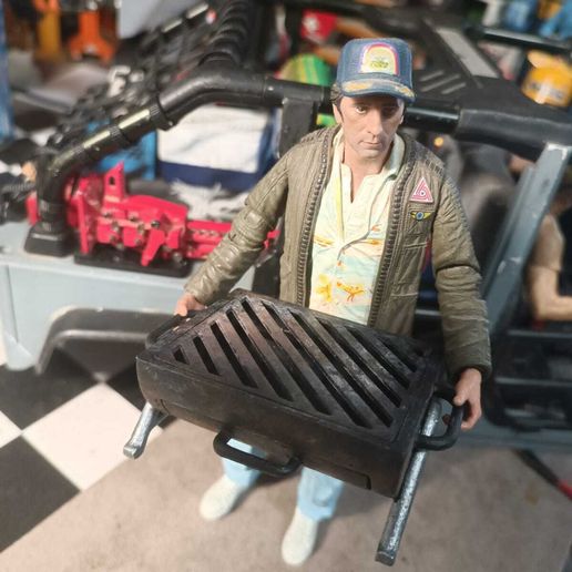 🏕️ half Barrel Charcoal Grill 1/10 SCALE for scale garage or diorama or ...