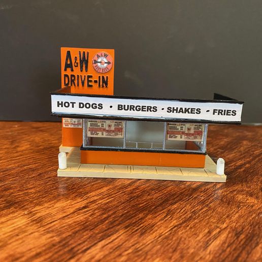 🏗️ HO Scale A&W Drive-In Restaurant 1950's Style・ STL File for 3D ...