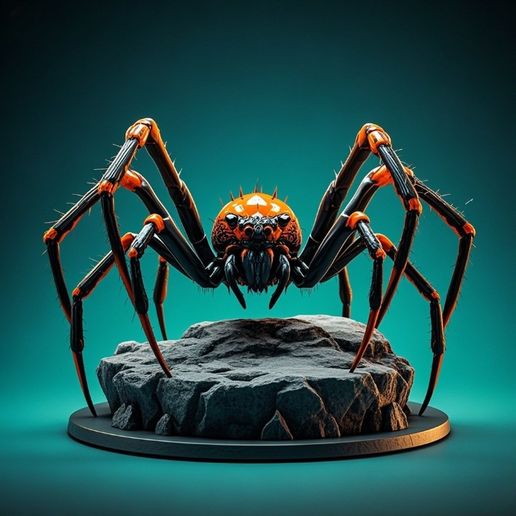 🕷️ 2405 Mutant Spider on Stone Pedestal - Color 3D Model, Halloween ...