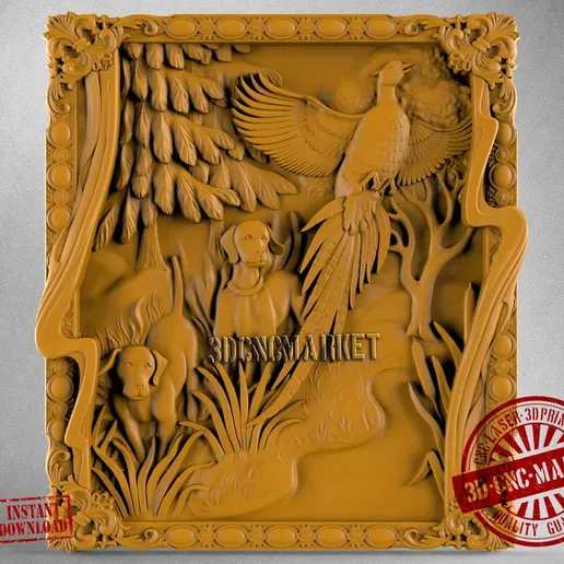 🐕 Dogs Hunting Bird STL, Dogs Hunting Bird 3d figure, stl, 3d printer ...
