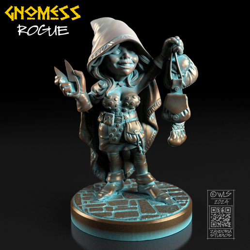 arquivo STL Gnomess Rogue gnomo hembra Miniatura de juego de rol de ...