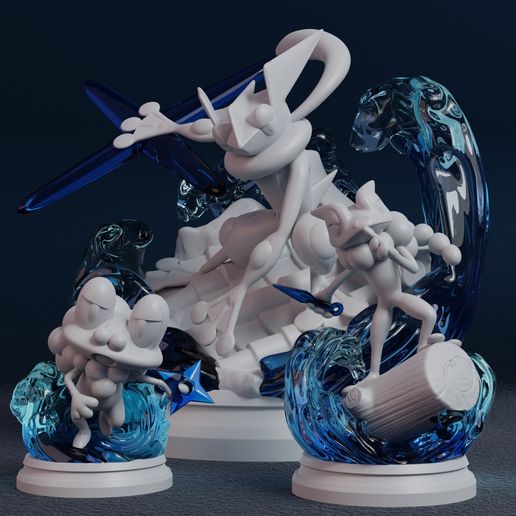🐉 Pokemon - Froakie Frogadier and Greninja Figure・ STL File for 3D ...