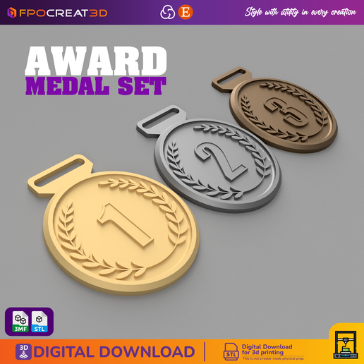 3D file Award Medals set 3D STL - Set of 3D STL medals 🏅 ・3D printer ...