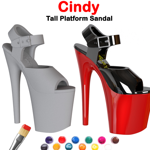 🩴 Cindy - Tall Platform Sandal STL – 3D Printable High Heel Charm ...