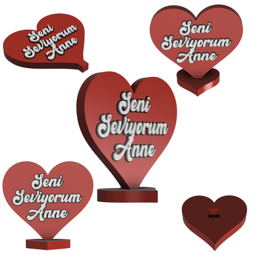 🪞 Anneler Günü Kalp - Seni Seviyorum Anne・ STL File for 3D printing・Cults