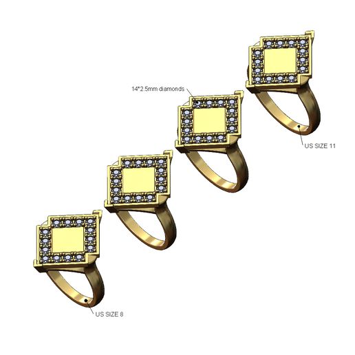 STL file Engravable platform lozenge plate ring US sizes 8to11 3D print ...