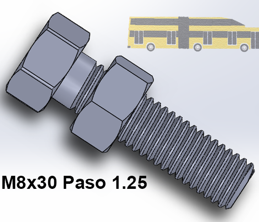 🔩 M8 x 30 bolt with nut; pitch 1.25・ STL File for 3D printing・Cults
