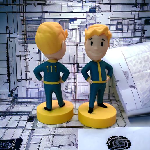 Файл STL Fallout Vault-Boy (цветной) 🗿 (3MF)・Шаблон для 3D-печати для ...