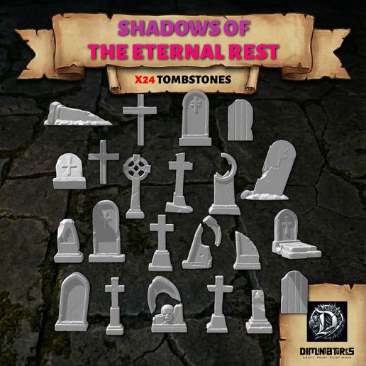 🪦 Tombstones - Shadows of Eternal Rest・ STL File for 3D printing・Cults