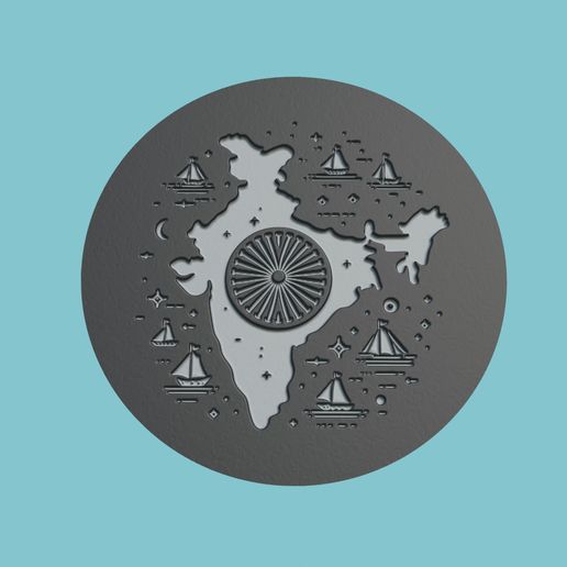 🇮🇳 India Map Medallion CNC India 3d CNC Model Stl Obj・ 3D File for 3D ...