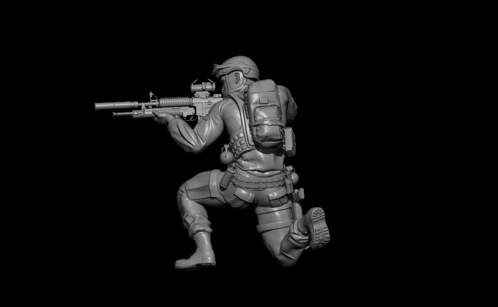 STL file AMERICAN SOLDIER CROUCHING DOWN SHOOTING・3D printable design to download・Cults