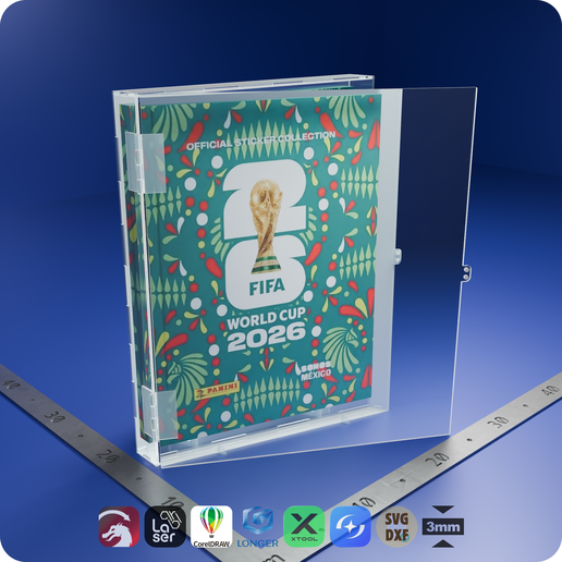 🦸 SVG DXF Exhibidor Álbum Mundial con Bisagras 3mm MDF Acrylic・Archivo ...