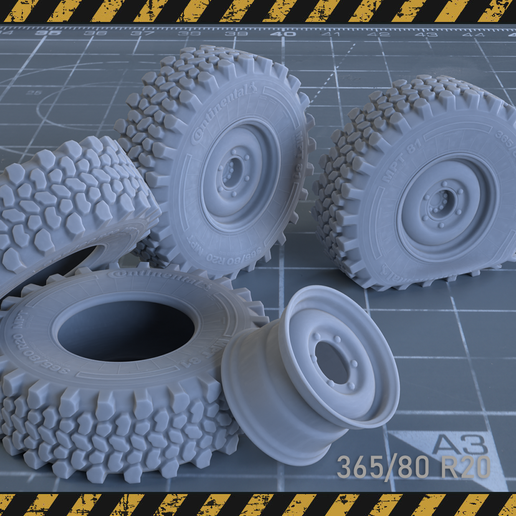 🛞 MPT 81 - 365/80R20 UNIMOG Wheel Rim (Continental)・ STL File for 3D ...