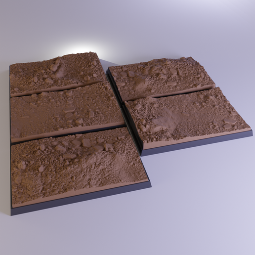 STL file 5x 75x50mm square base with rocky ground (+toppers) 🟪 ・3D ...