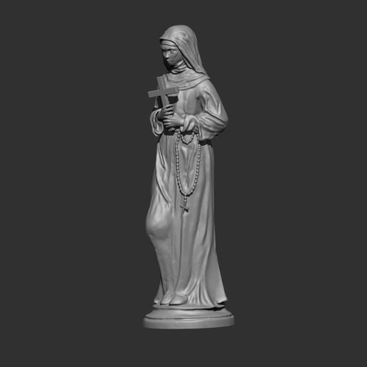 Nun With Rosary Statue・ STL File for 3D printing・Cults
