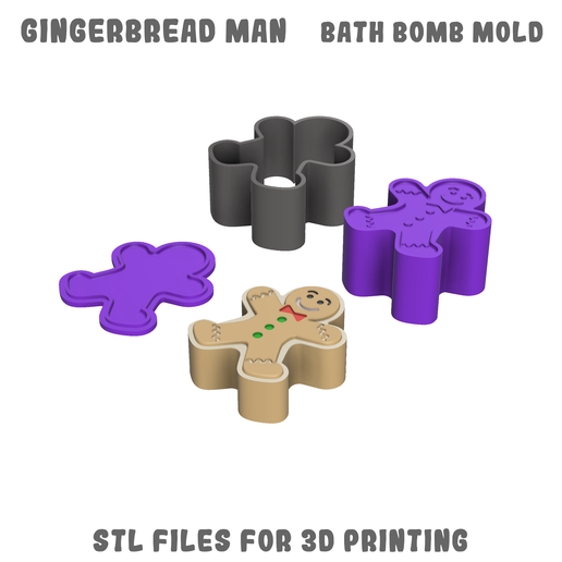 👨 Gingerbread man bath bomb mold・ STL File for 3D printing・Cults
