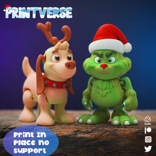 🐕 Flexy Max The Grinch's Dog Print In Place No Supports・ 3D File for 3D printing・Cults