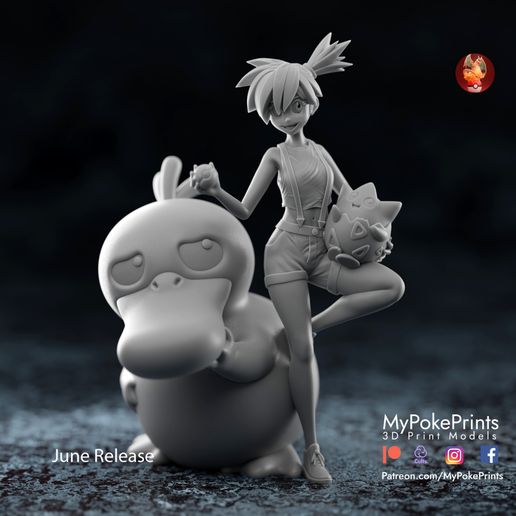 🦸 Misty, Psyduck and Togepi - presupported Trainer・ 3D File for ・Cults