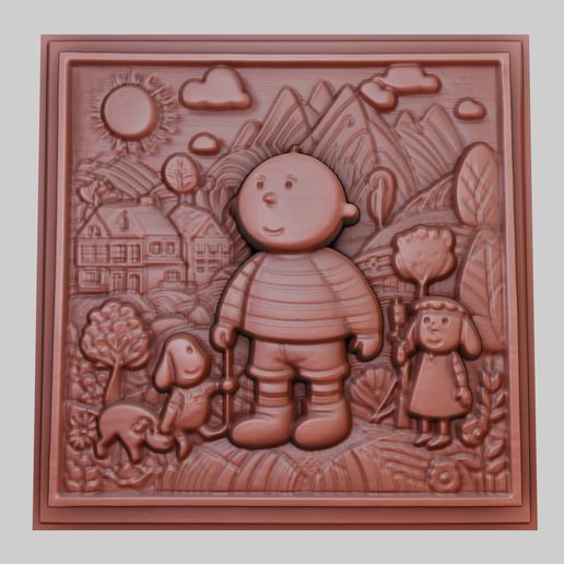 🖨️ Caillou 3d printer relief medallion obj stl・ 3D File for ・Cults